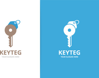 Key and tag logo combination lock shop Royalty Free Vector