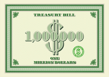 Fictitious ten million dollar treasury bond frame Vector Image