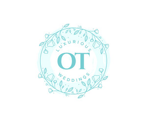 Ot initials letter wedding monogram logos Vector Image