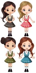 Cute female student cartoon character Royalty Free Vector