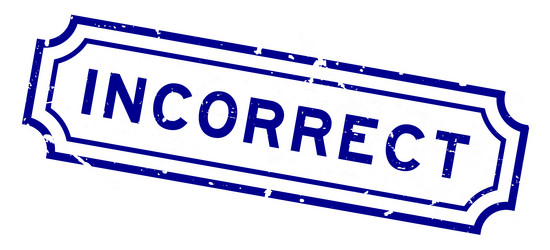 Grunge blue incorrect word rubber seal stamp Vector Image