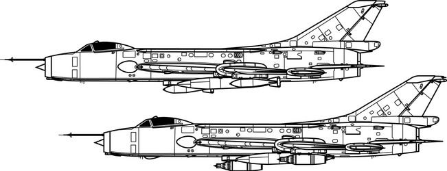 Sukhoi su-7b fitter-a fighter-bomber aircraft Vector Image
