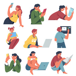 People with gadgets Royalty Free Vector Image - VectorStock