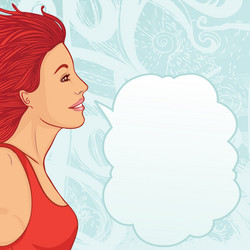 Cute little girl with a musty poster and space Vector Image