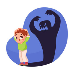 Childhood fear with little boy character afraid Vector Image