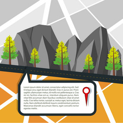 Road map with mountains and trees Royalty Free Vector Image
