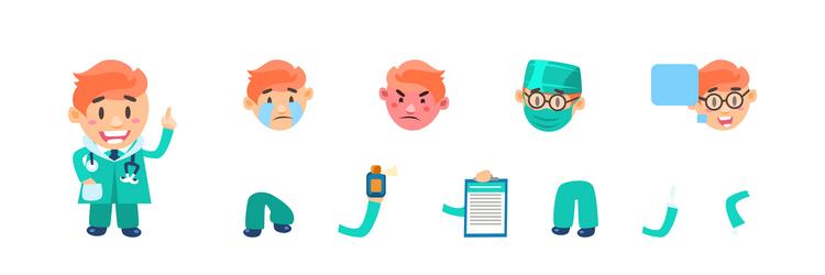 Doctor and physician character comic element Vector Image