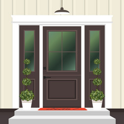 House door front with doorstep and mat steps Vector Image