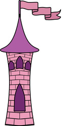 Princess pink tower castle with flag Royalty Free Vector