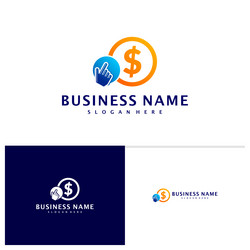 Touch money logo design concept online coin logo Vector Image