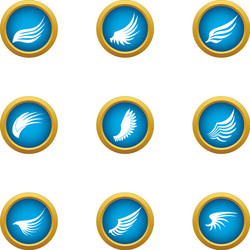 Wings icons set simple style Royalty Free Vector Image
