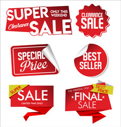 Collection red discount stickers promotion Vector Image