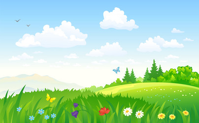 Cartoon spring landscape Royalty Free Vector Image