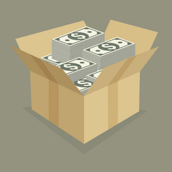 Money in box Royalty Free Vector Image - VectorStock