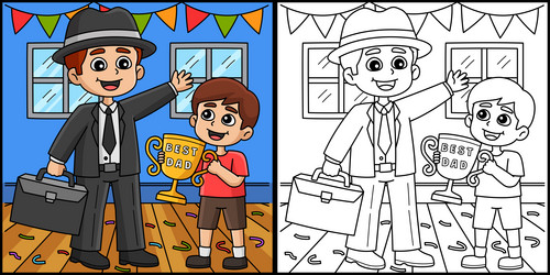 Fathers day super dad colored cartoon Royalty Free Vector