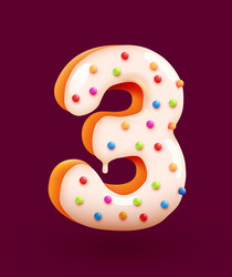 Donut number three Royalty Free Vector Image - VectorStock