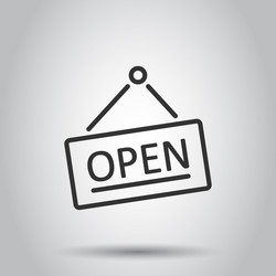 Welcome signboard icon in flat style open banner Vector Image