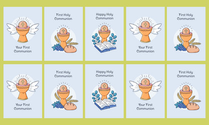 Happy holy communion social media stories flat Vector Image