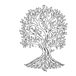 Haunted tree outline sketch Royalty Free Vector Image