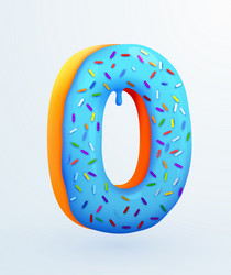 Donut cartoon zero number Royalty Free Vector Image