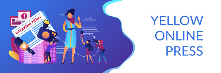 Yellow press concept landing page Royalty Free Vector Image