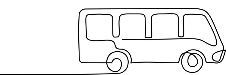 Bus one line drawing public transport Royalty Free Vector