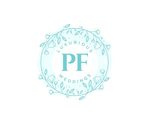 Pf initials letter wedding monogram logos Vector Image