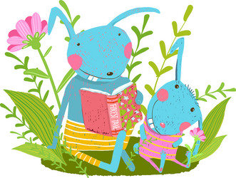 Two boys reading books in park Royalty Free Vector Image