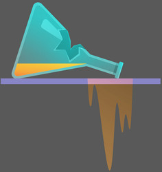 Broken laboratory beaker with reagent theme Vector Image