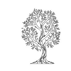 Haunted tree outline sketch Royalty Free Vector Image