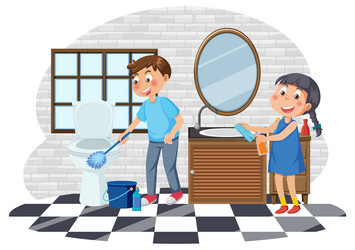 Kid Sweeping Clip Art