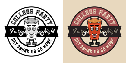 Collage party round monochrome emblem Royalty Free Vector