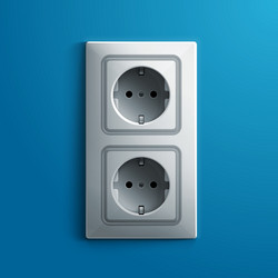Realistic electric white socket and 2 plugs Vector Image