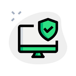 Desktop shield safeguards the computer system Vector Image