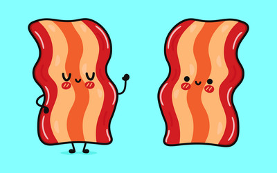 Cute funny bacon with poster hand drawn cartoon Vector Image