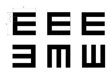 E chart eye test chart tumbling medical Royalty Free Vector