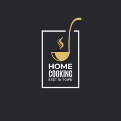 Home cooking logo on yellow in background Vector Image