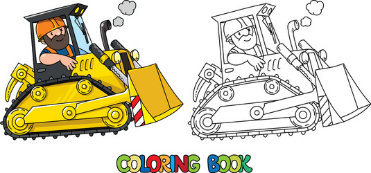 Construction worker in a bulldozer coloring book Vector Image