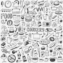 Cooking food doodles Royalty Free Vector Image