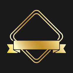 Gold rectangular frame with ribbon for logo Vector Image