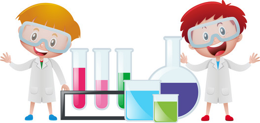 Scientist doing experiment in science lab Vector Image