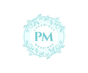 Pm initials letter wedding monogram logos Vector Image