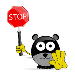 Sweet and cute hedgehog with sign stop Royalty Free Vector