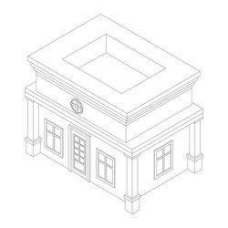 Outline a small minimalstic building Royalty Free Vector