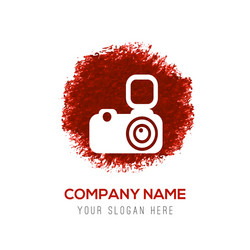 Photo camera icon - red watercolor circle splash Vector Image