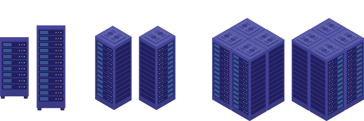 Server data center collection infographic Vector Image