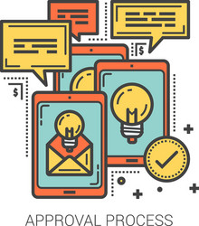Approval process line icons Royalty Free Vector Image