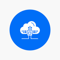 Cloud storage computing data flow white line icon Vector Image