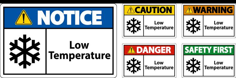 Warning low temperature symbol and text safety Vector Image