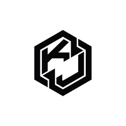 Kj logo monogram hexagon diamond shape Royalty Free Vector